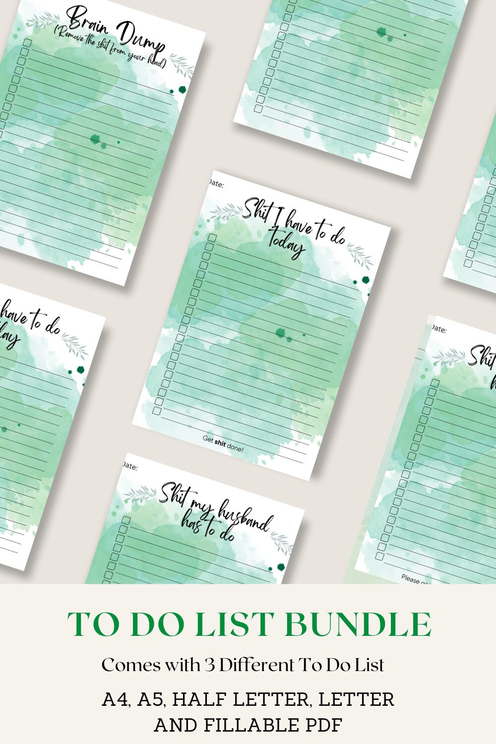 Fun to Do List Funny Brain Dump Hunny Do List Digital Download, Green ...