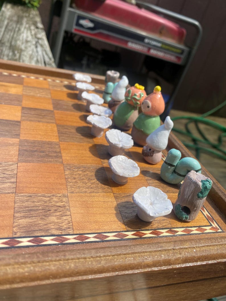 Artisan Clay Chess Pieces | Enchanted Woodland Theme - Etsy