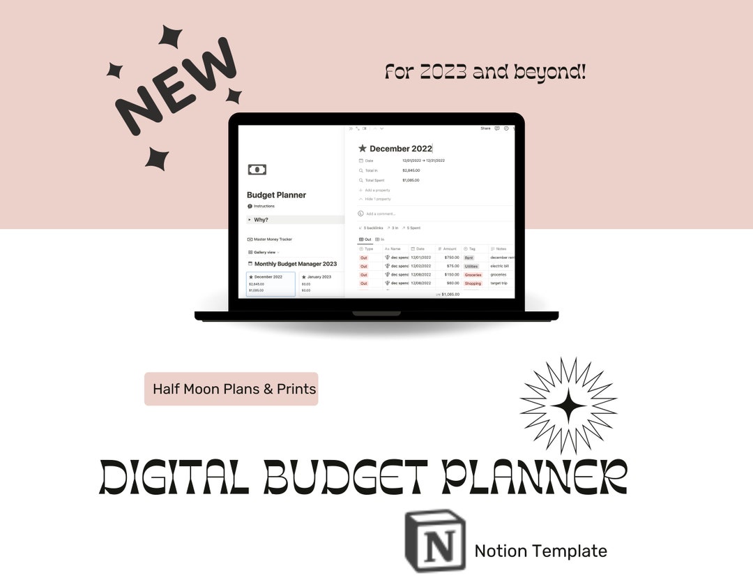 Digital Budget Planner, Budget Notion Template for 2023, Minimal ...