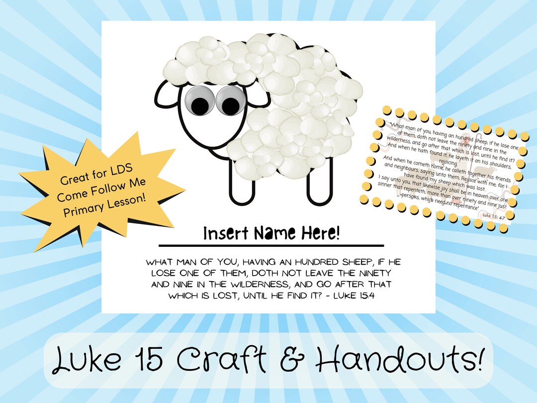 Sheep & Jesus Shepherd Craft, Luke 15, Come Follow Me Primary, Digital ...