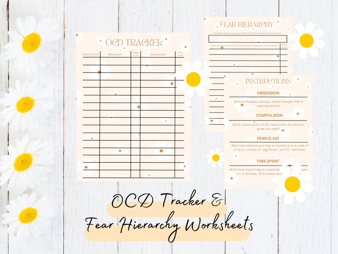 Obsessive Compulsive Disorder (OCD) Tracker Worksheets, Digital ...