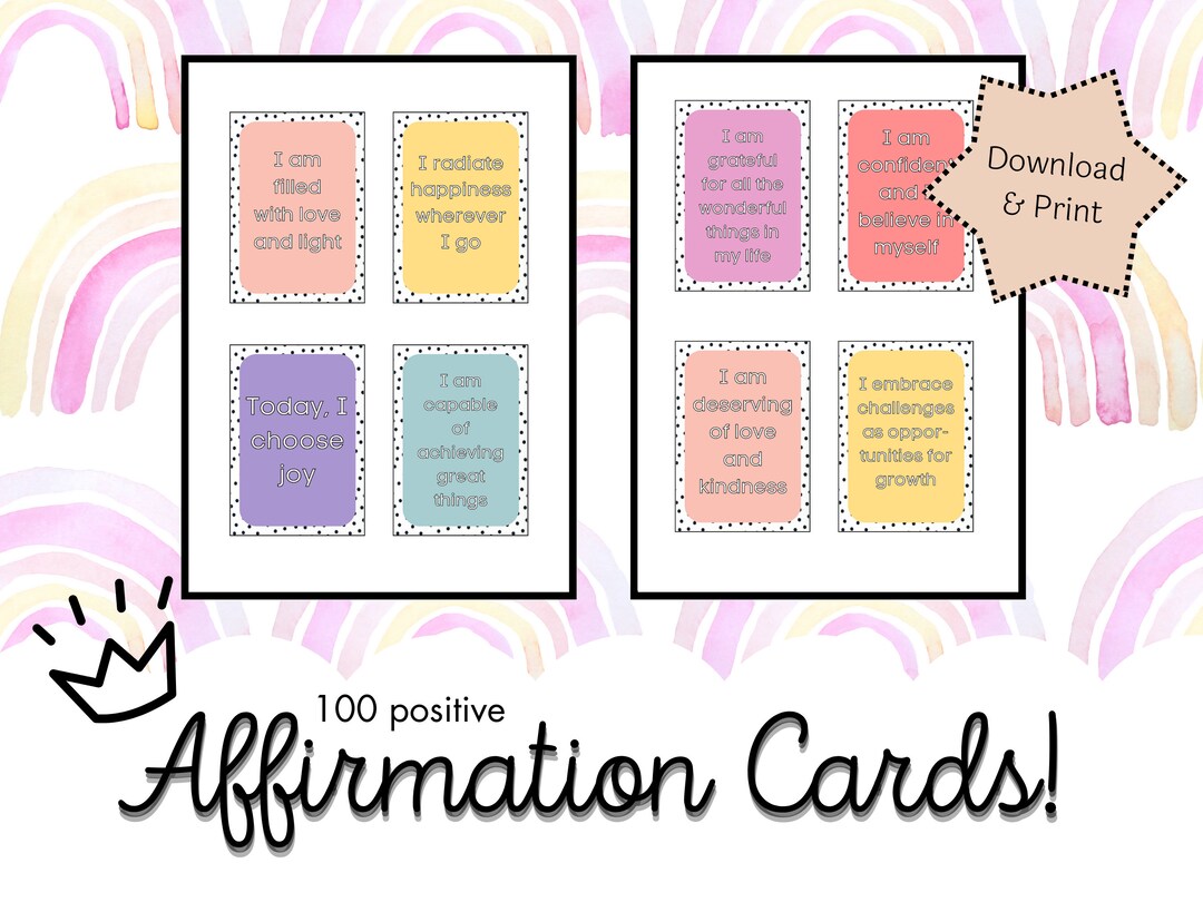 Positive Affirmation Cards, Digital Download - Etsy
