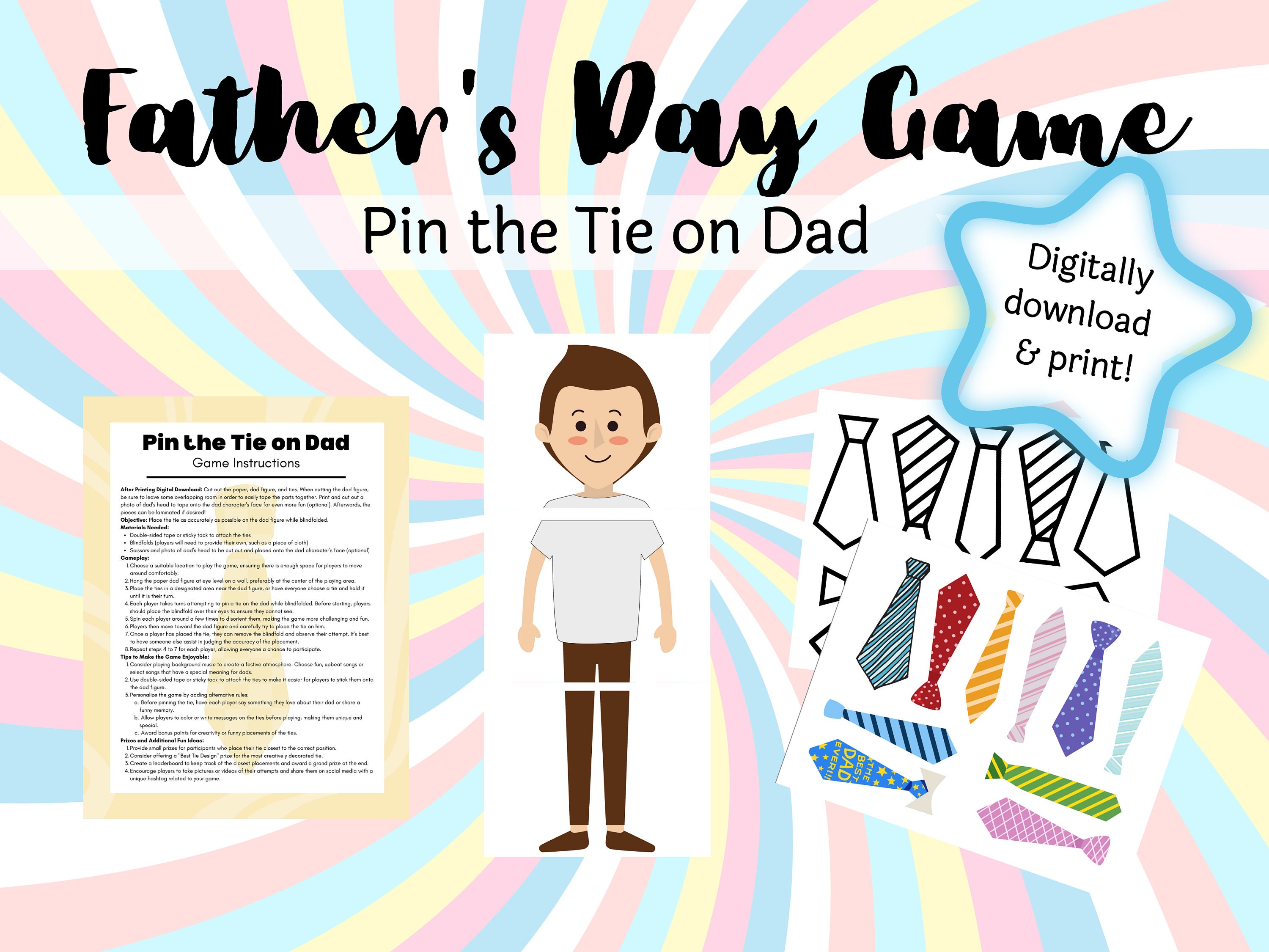 Pin the Tie on Dad Game, Digital Download - Etsy