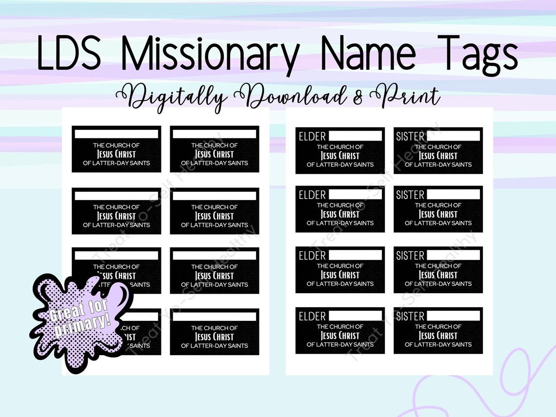 Printable LDS Missionary Name Tags - Digital Download - Church of Jesus ...