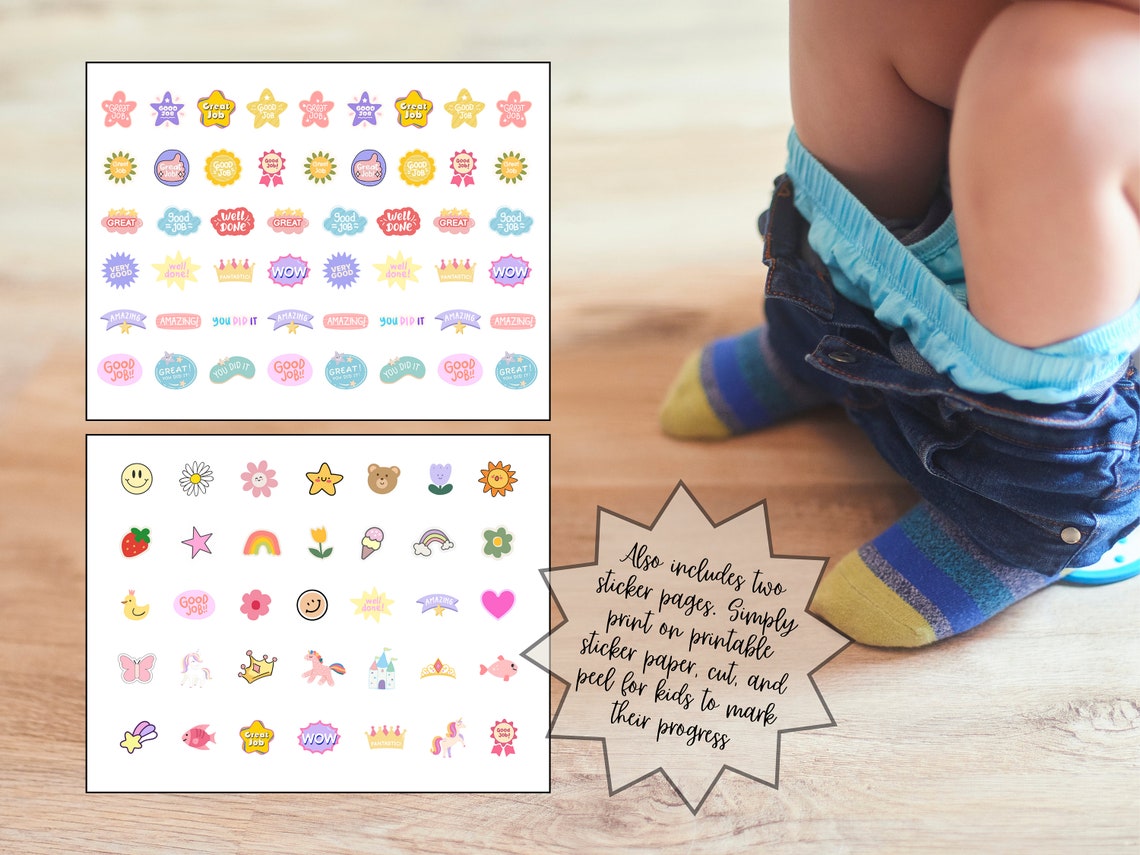 Potty Training Chart - Cute Minimal Toddler Bathroom Tracker With ...