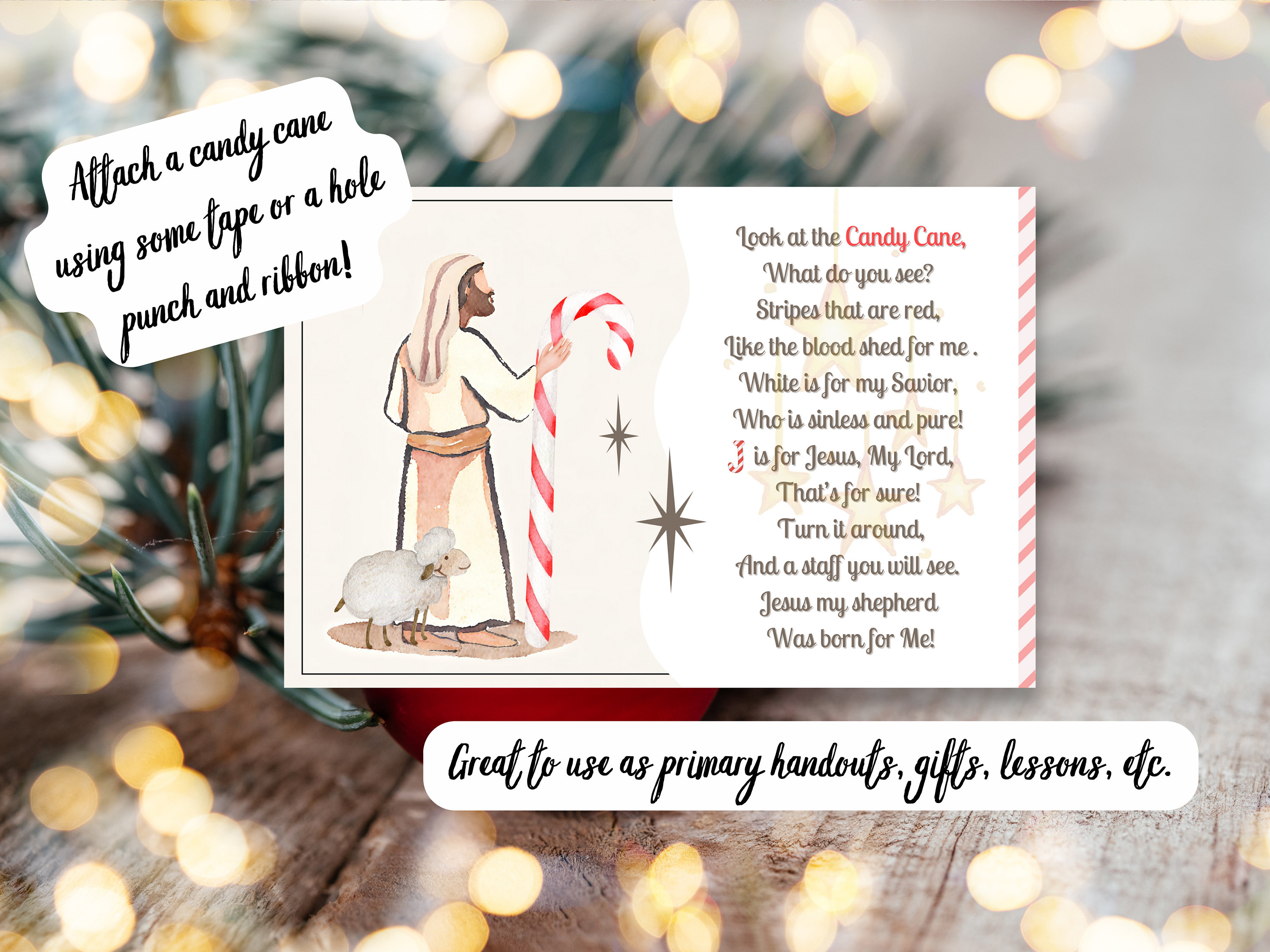 Candy Cane Legend Printable Jesus Shepherd Candycane Christmas Primary ...