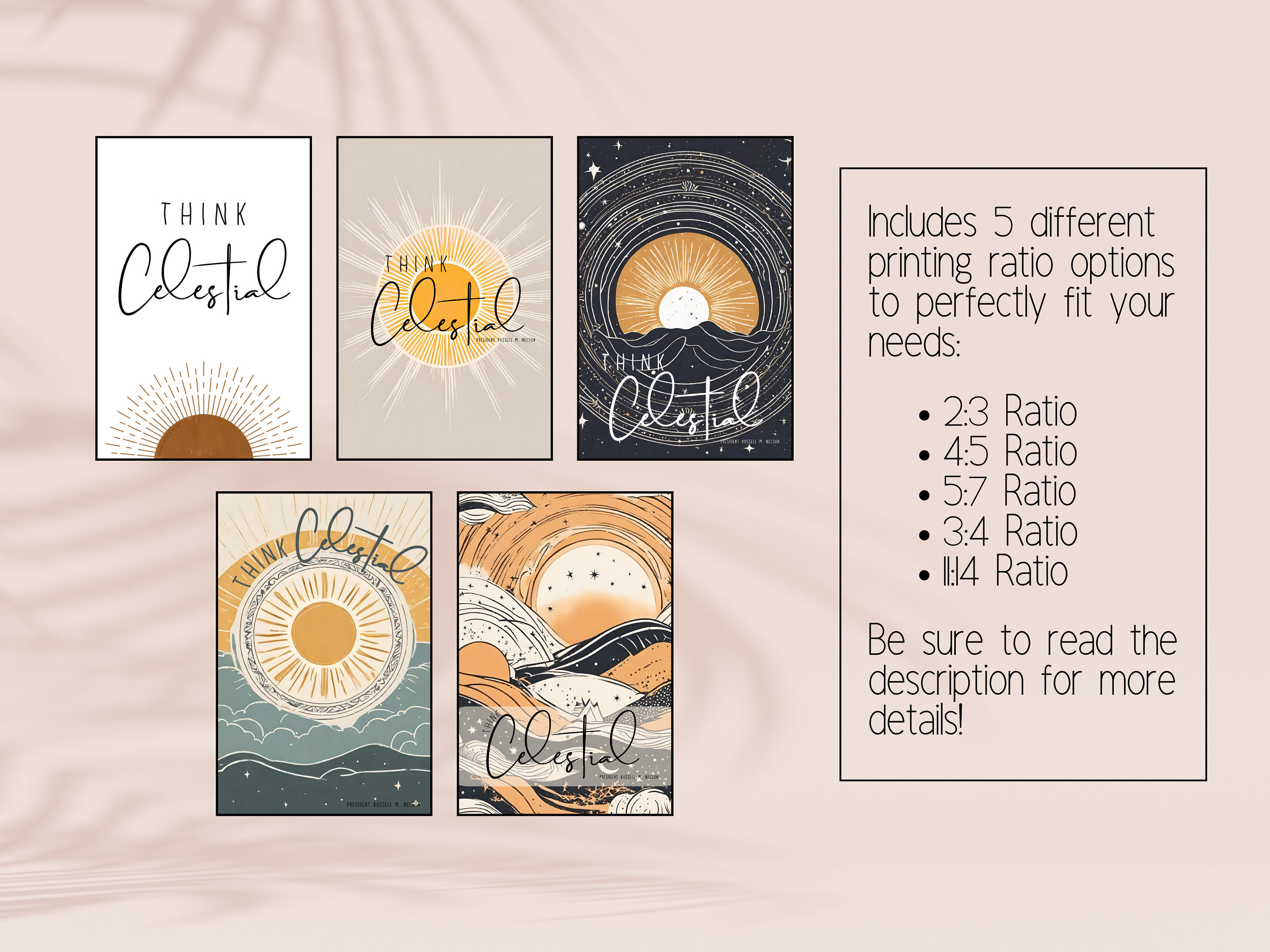 Boho Think Celestial LDS Quote - Printable - Home Decor - Handout ...