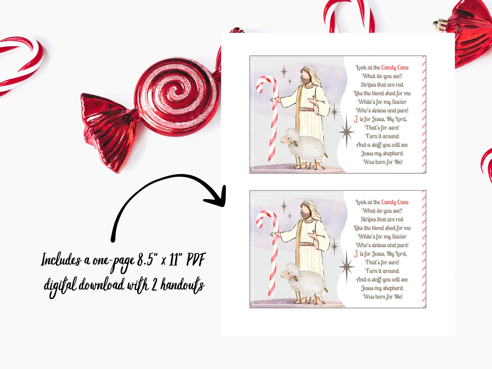 Candy Cane Legend Printable Jesus Shepherd Candycane Christmas Primary ...