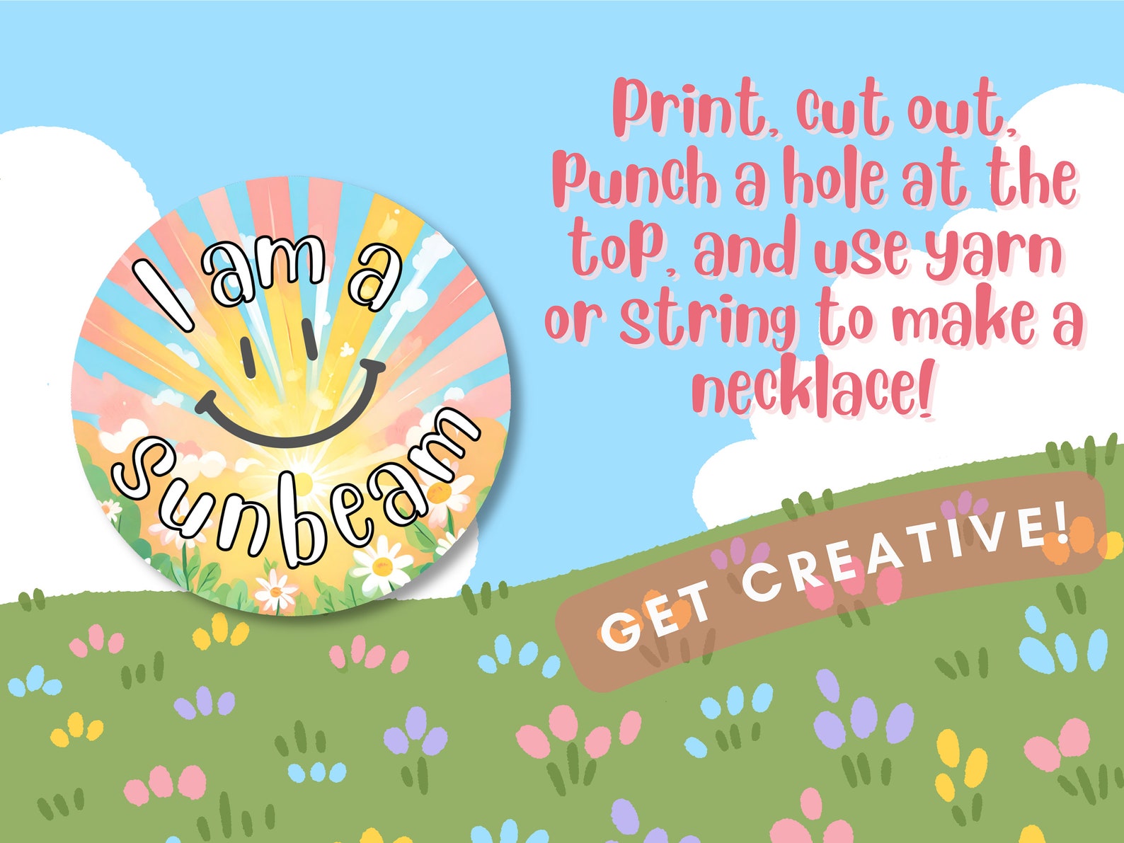 Sunbeam Welcome Necklace - Printable LDS Primary Sunbeam Handout - I Am ...