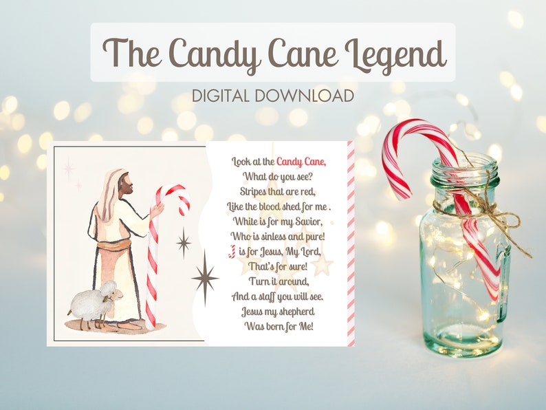 Candy Cane Legend Printable Jesus Shepherd Candycane Christmas Primary ...