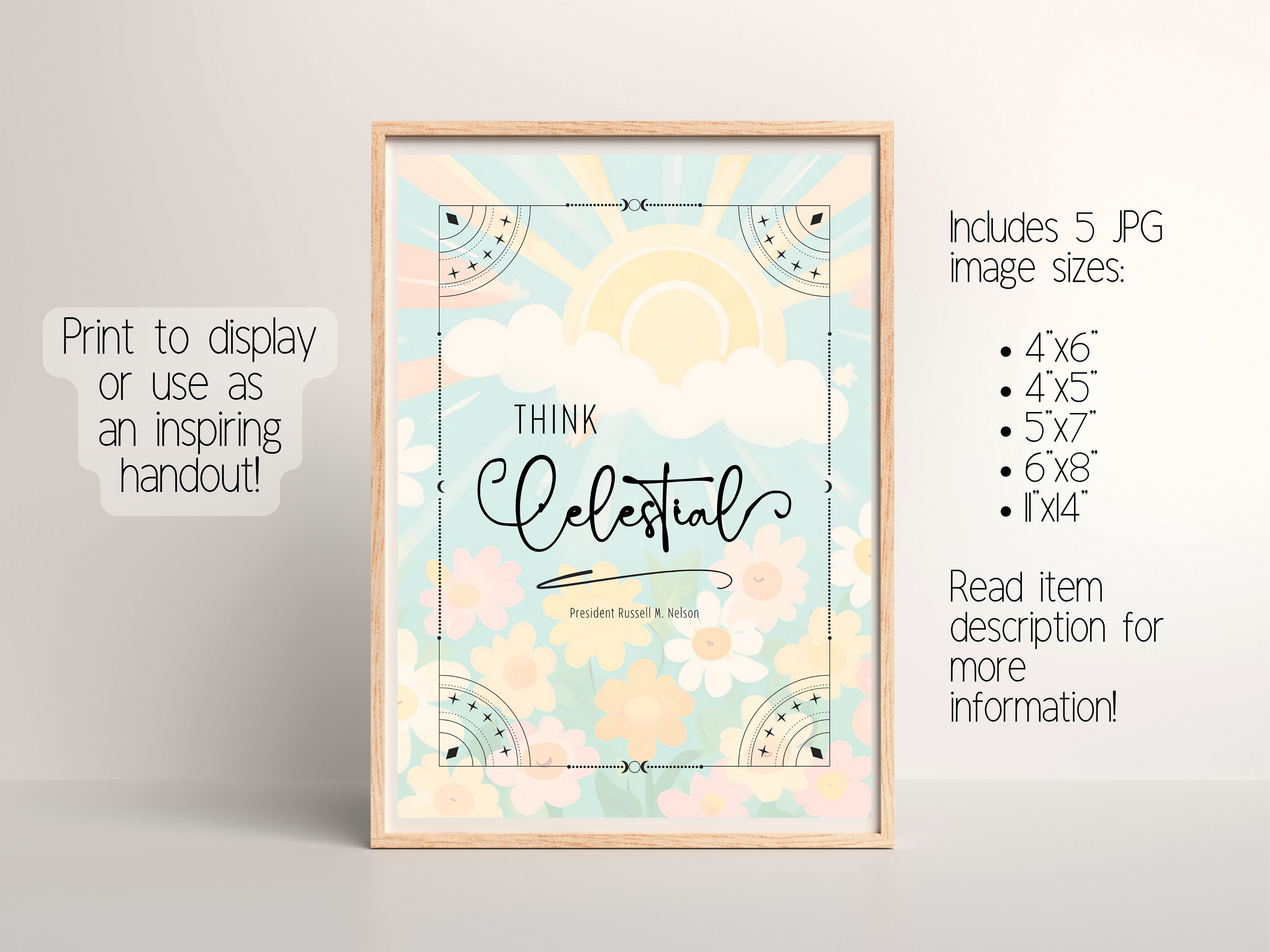 Cute Think Celestial LDS Quote Printable Home Decor Handout Digital ...
