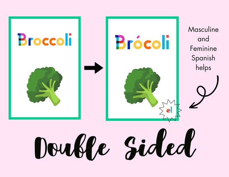 Spanish/english Flashcards, Fruits and Vegetables - Etsy