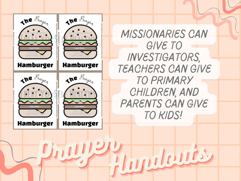 Prayer Hamburger Handout & Teaching Aid - Bite Into Prayer - LDS Come ...