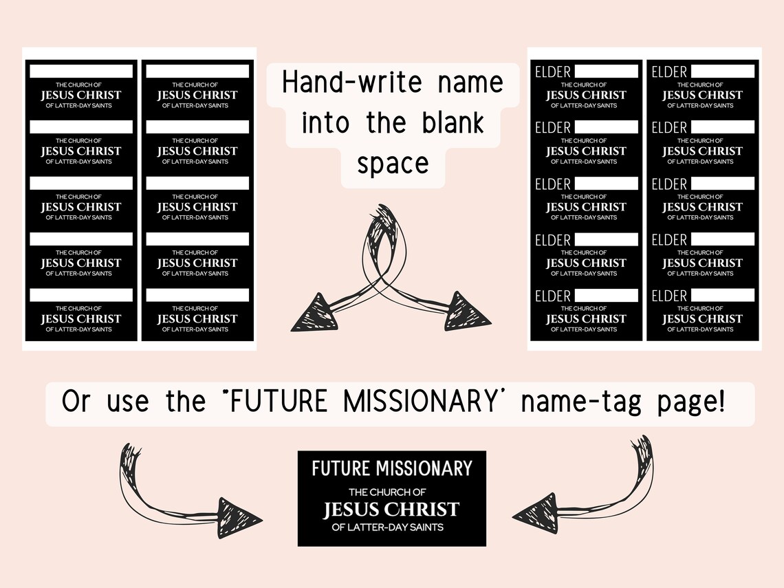 Avery Label Stickers LDS Missionary Name Tags - 18163 or 5163 ...