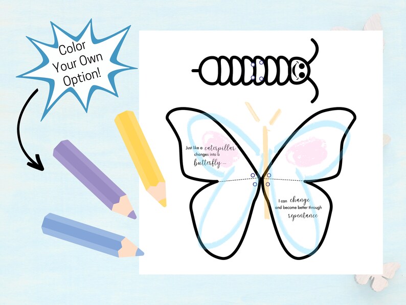 Transforming Repentance Butterflies - Primary Craft - Digital Download ...
