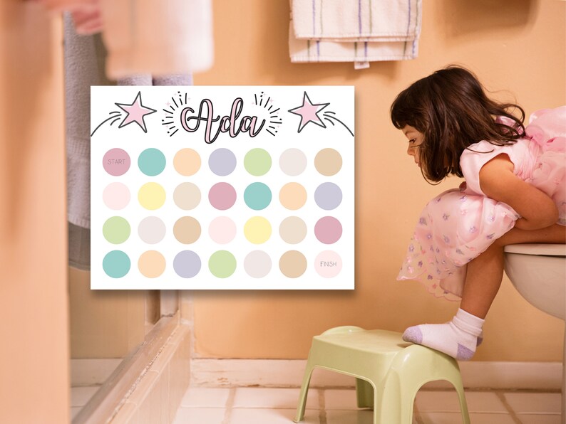 Potty Training Chart - Cute Minimal Toddler Bathroom Tracker With ...