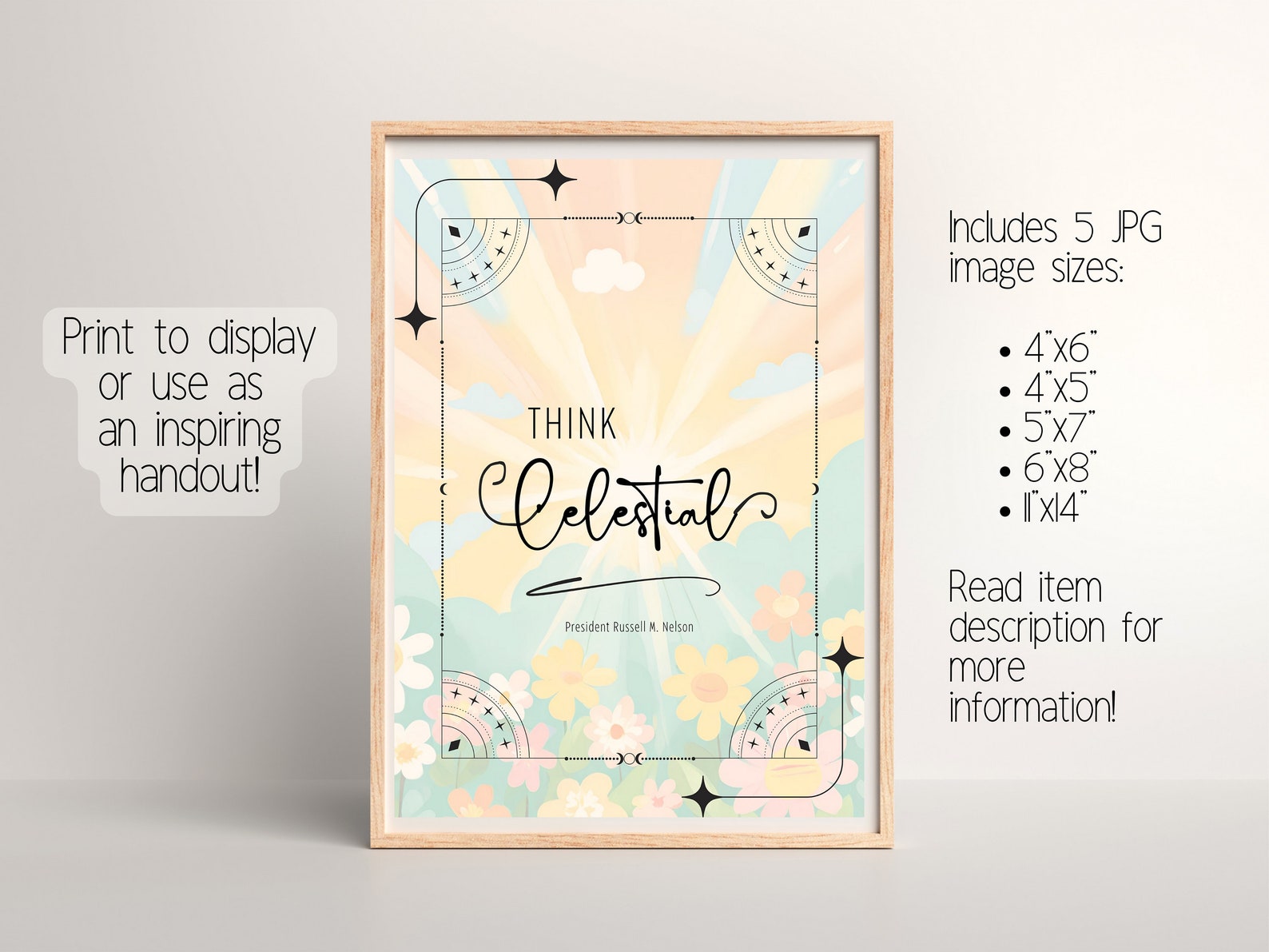 Cute Think Celestial LDS Quote Printable Home Decor Handout Digital ...