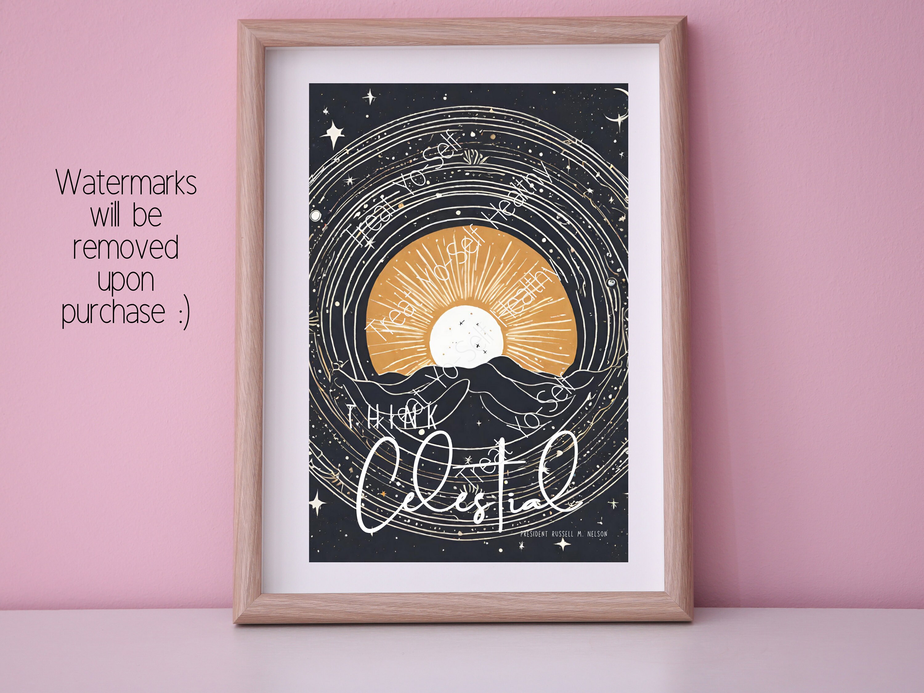 Boho Think Celestial LDS Quote Printable Home Decor Handout Digital ...