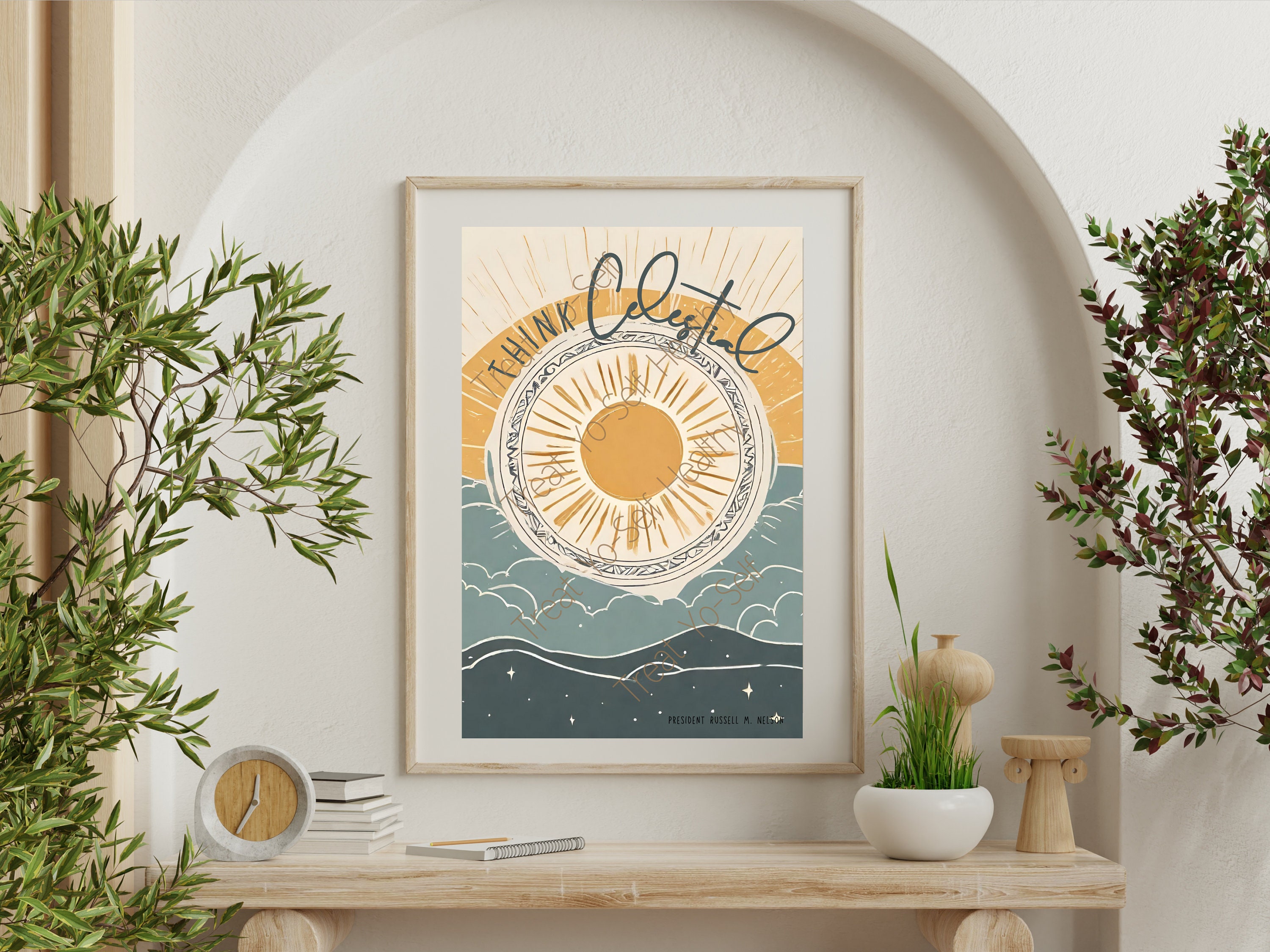 Boho Think Celestial LDS Quote Printable Home Decor Handout Digital ...