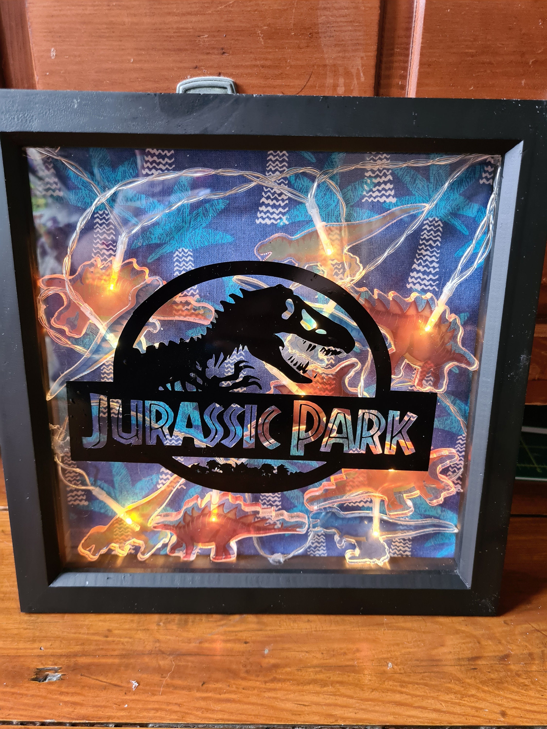 Jurassic Park Light up Frame, Jurassic World Wall Art, Dinosaur Light ...