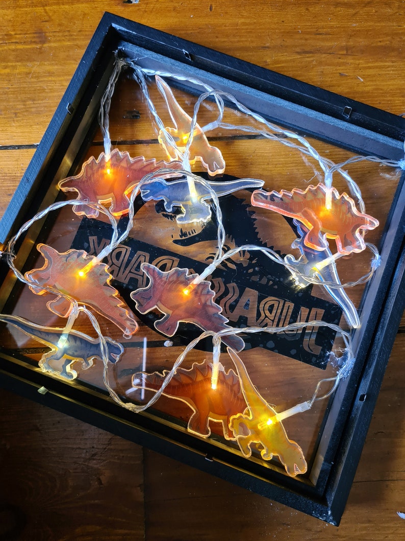 Jurassic Park Light up Frame, Jurassic World Wall Art, Dinosaur Light ...