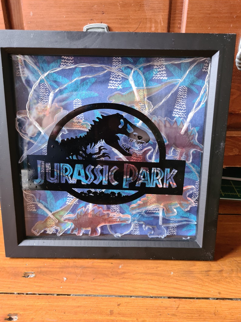 Jurassic Park Light up Frame, Jurassic World Wall Art, Dinosaur Light ...
