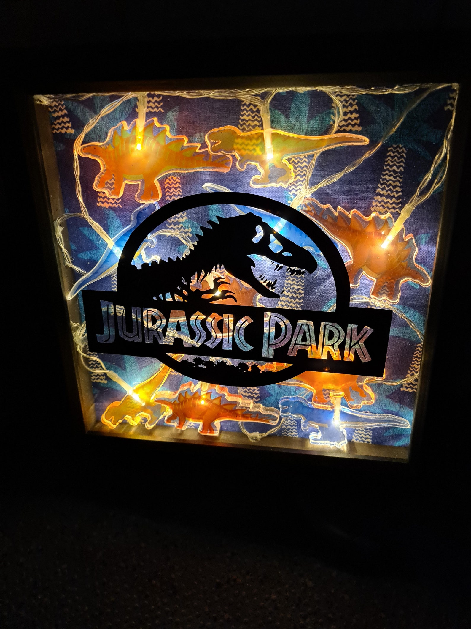 Jurassic Park Light up Frame, Jurassic World Wall Art, Dinosaur Light ...