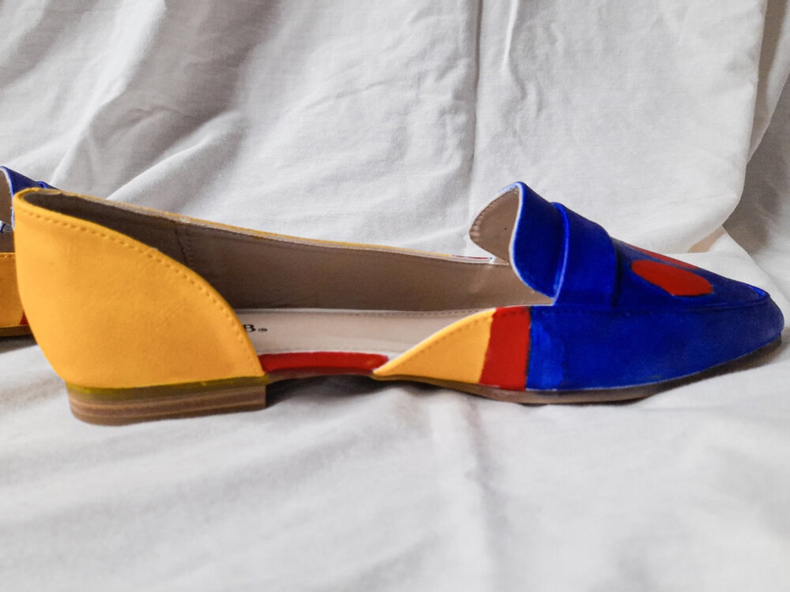 Women's Yellow Blue Red Flats Shoes Fairytale Shoes - Etsy UK