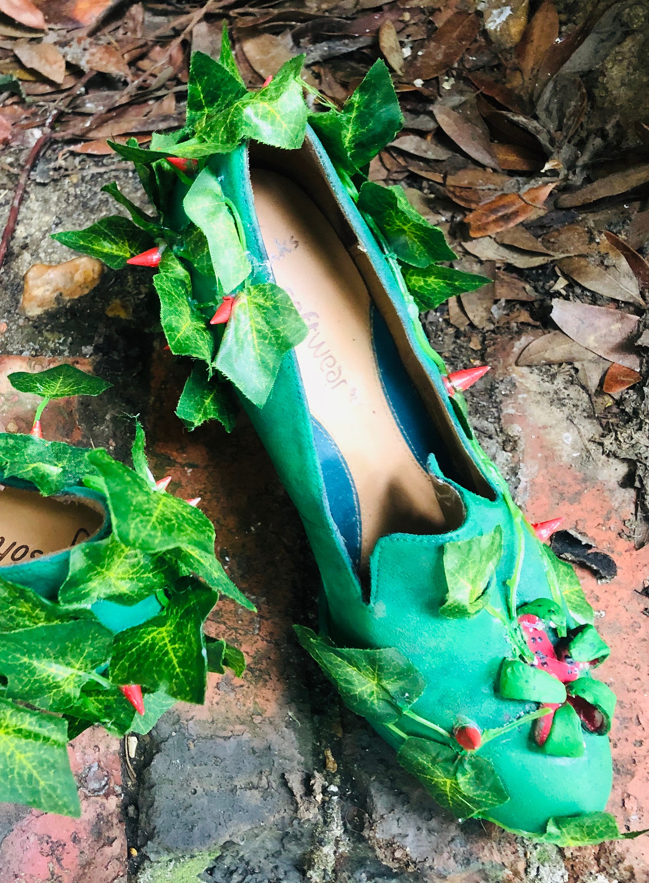 Poison Ivy Inspired Shoes Green Ivy High Heel Cosplay Shoes - Etsy