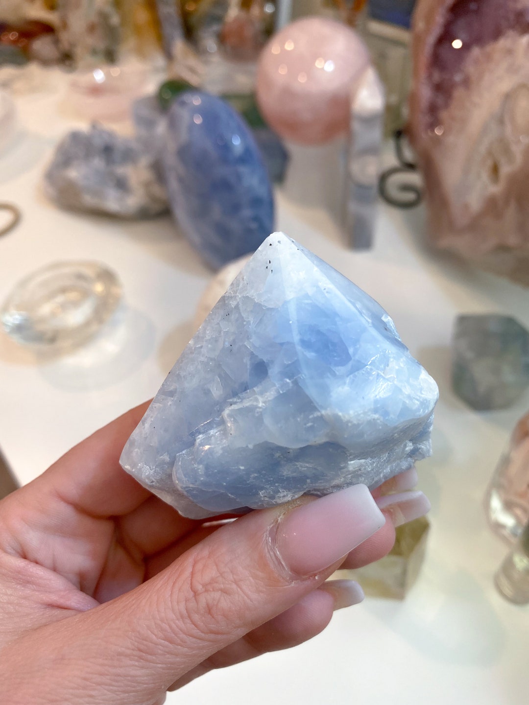Blue Calcite Top Polish Points - Anxiety Relief - Clear Negative Energy ...