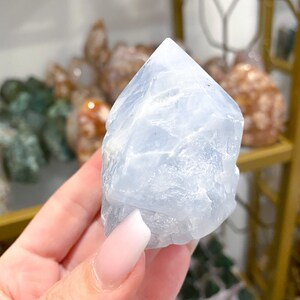 Blue Calcite Top Polish Points - Anxiety Relief - Clear Negative Energy ...