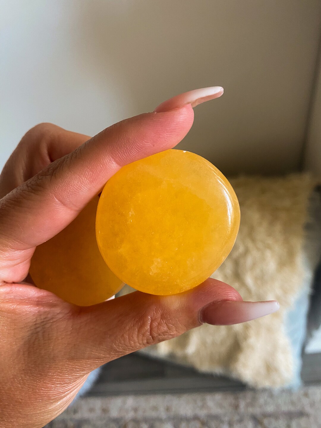 AA Large Orange Calcite Coins - Flat Palm Style - Energy Super Charge ...
