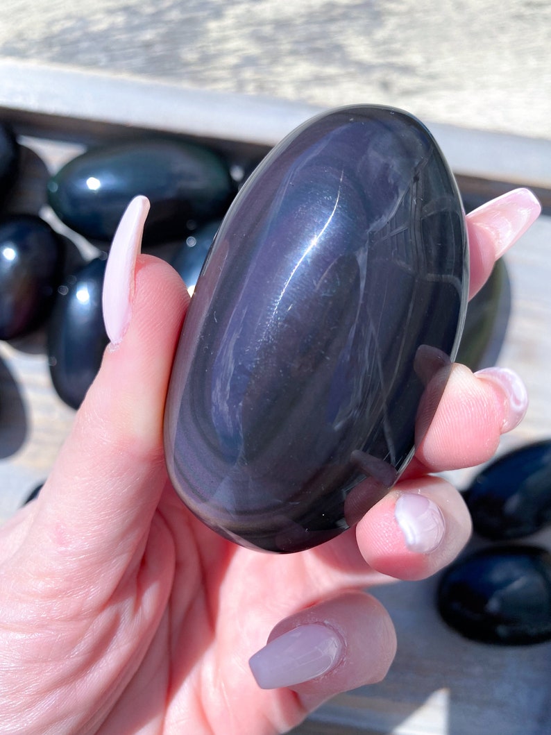 Rainbow Obsidian Palm Stone - Healing Stone - Energetic Protection ...