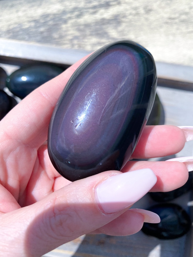 Rainbow Obsidian Palm Stone - Healing Stone - Energetic Protection ...
