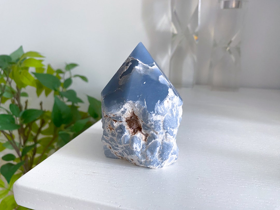 Angelite Crystal Top Polish Point Exact Item Ships Spiritual Awareness ...
