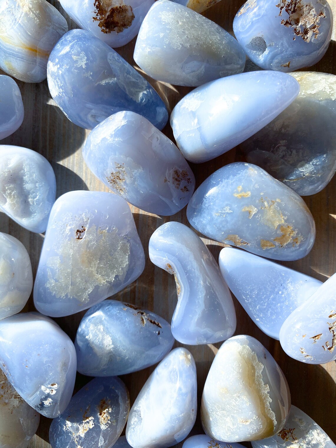 PEACEFUL Blue Lace Agate Tumble Emotional Stability | Etsy