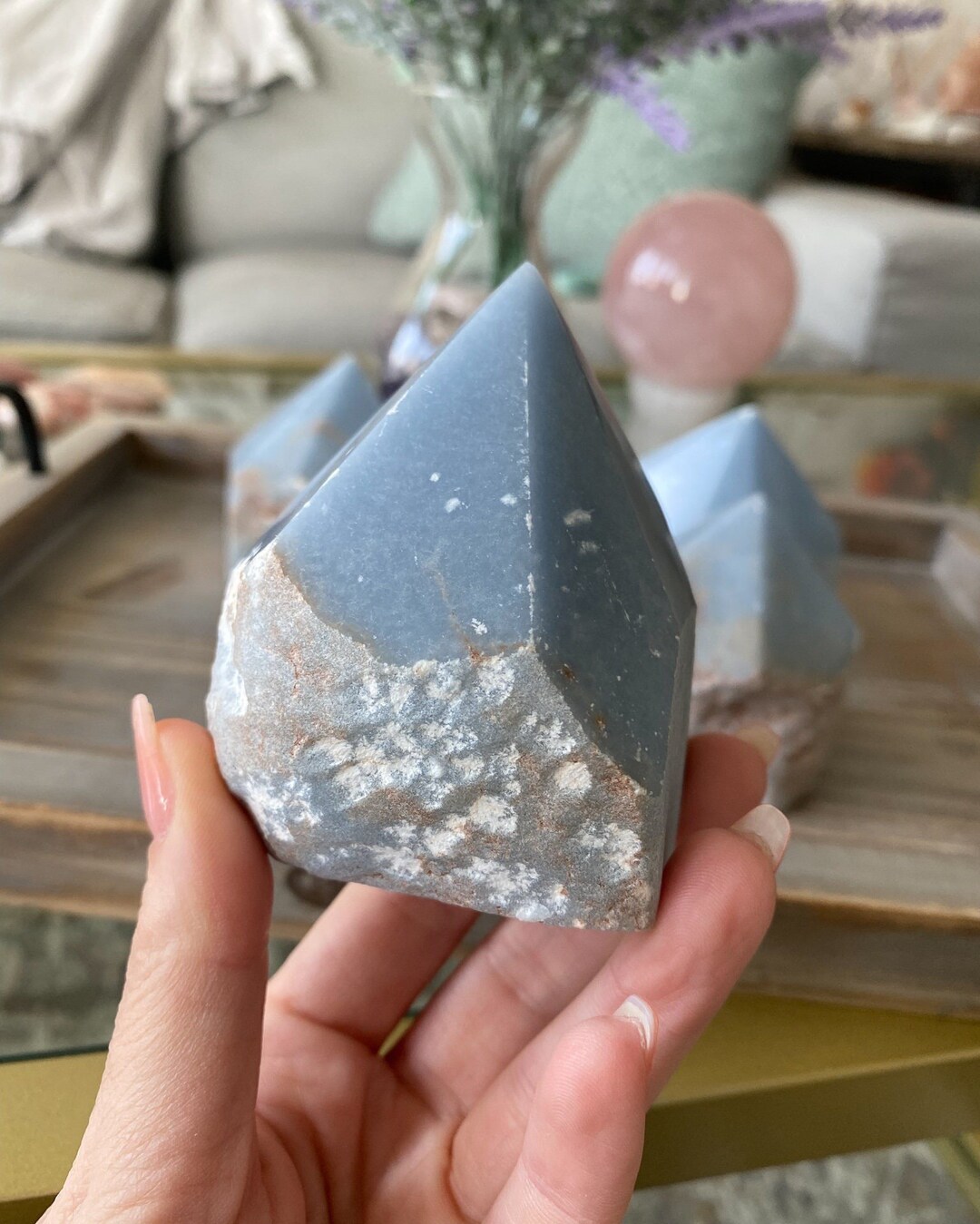 Angelite Crystal Point - Top Polish - Imperfect Crystal - Spiritual ...