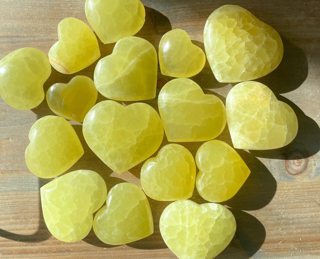 Lemon Calcite Heart Stone Carvings Quick Boost Cleansing Past Release ...