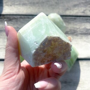 Green Calcite Top Polish Point - Increase Patience - Self Love - Heart ...
