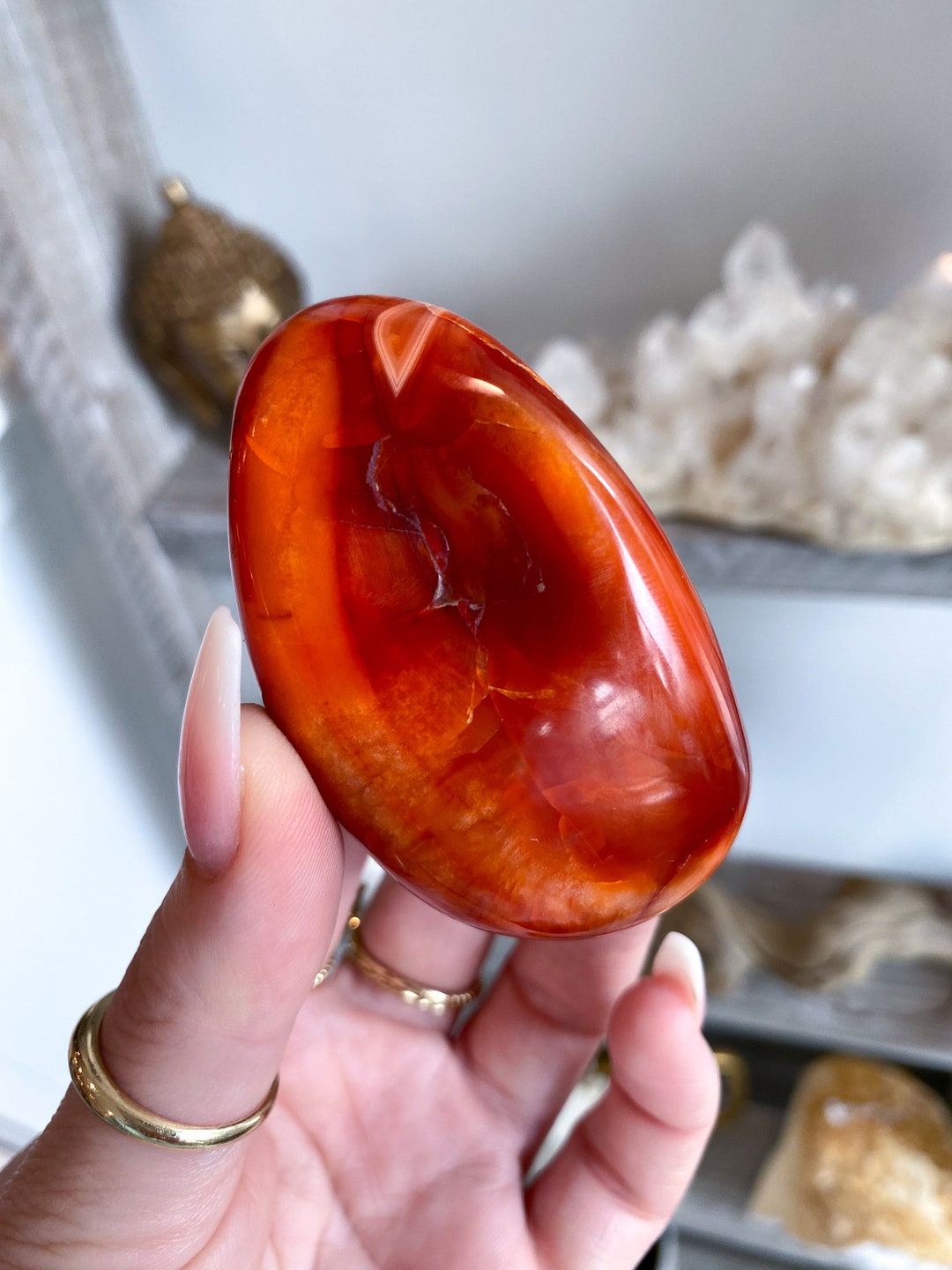 Beautiful Carnelian Palm Stone Get Exact Crystal Courage Faith Strength ...