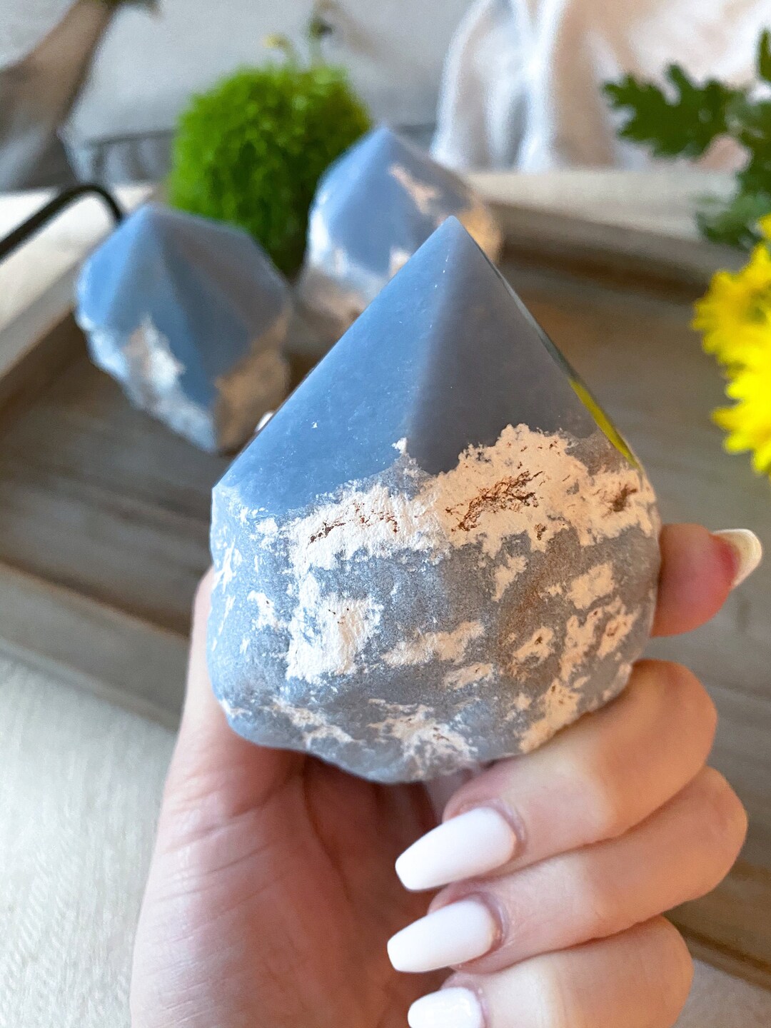 SPIRIT GUIDE Angelite Crystal Top Polish Point - Spiritual Awareness ...