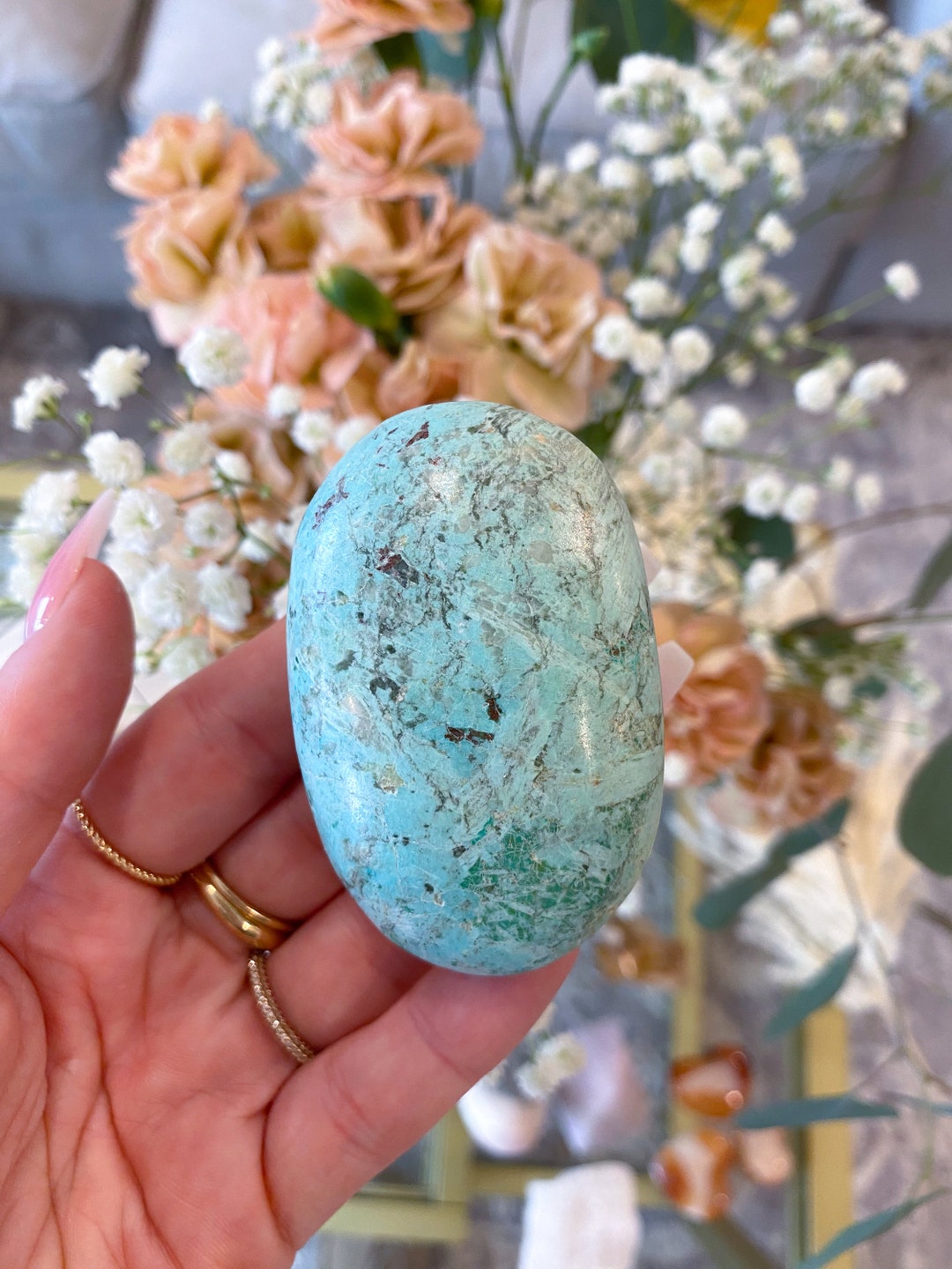Very Gentle Energy Turquoise Palm Stone Aligns All the Chakras Get This ...