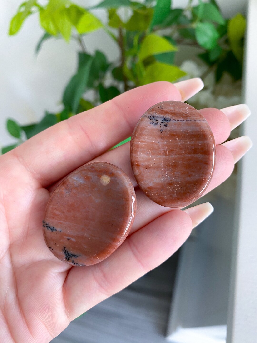 Red Dendritic Agate Worry Stone - Balance - Root Chakra - Etsy
