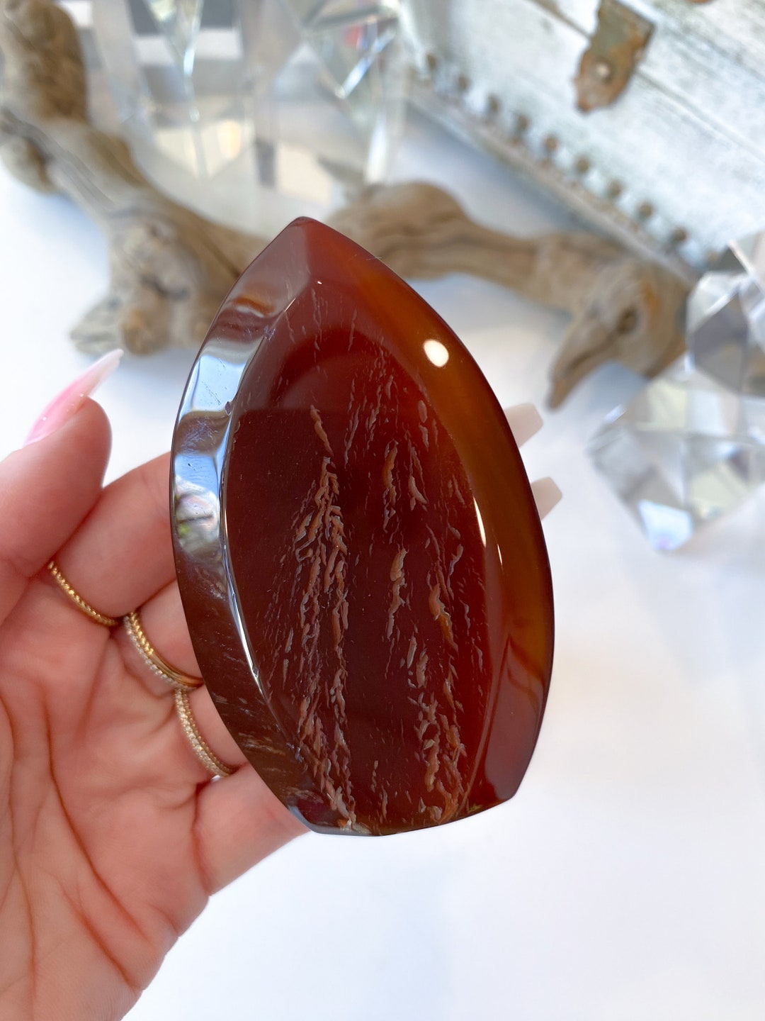 Unique Carnelian Flame Freestand - You Choose - Courage Crystal ...
