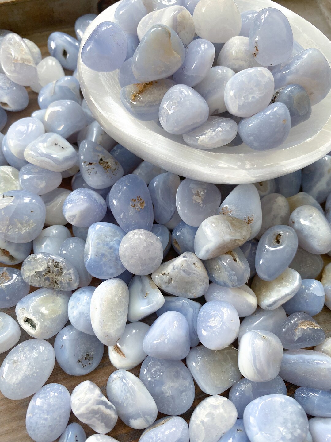 PEACEFUL Blue Lace Agate Tumble Emotional Stability Calming Clarity - Etsy