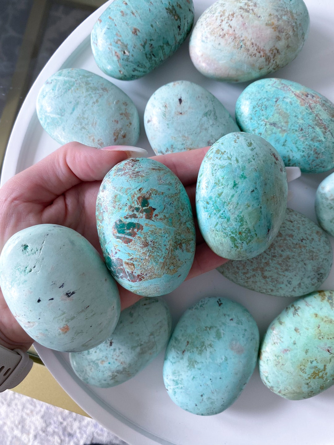 Choose Your Turquoise Palm Stone B Quality Peruvian Turquoise - Etsy