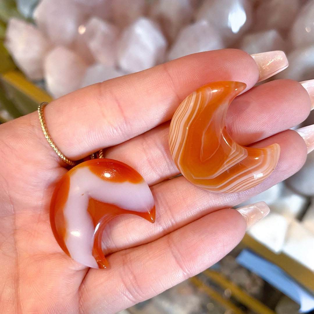 Mini Carnelian Moon - Courage Crystal - Strength - Protection - Root ...