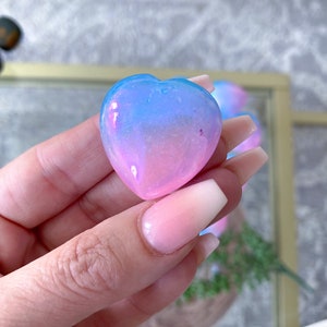 Aura Quartz Pink, Blue Heart - Small Heart Stone - Love Attractor ...