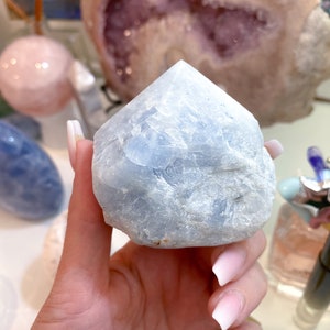 Blue Calcite Top Polish Points - Anxiety Relief - Clear Negative Energy ...