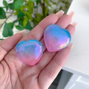Aura Quartz Pink, Blue Heart - Small Heart Stone - Love Attractor ...